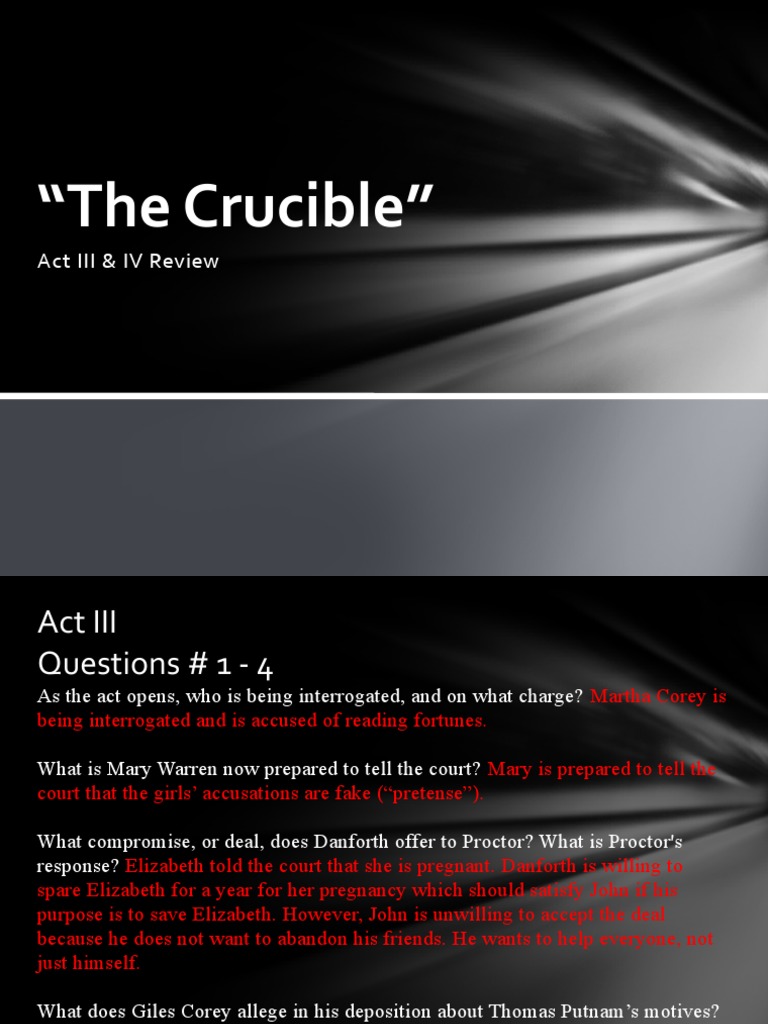 "The Crucible": Act III & IV Review | PDF | Witch Trials | Violence
