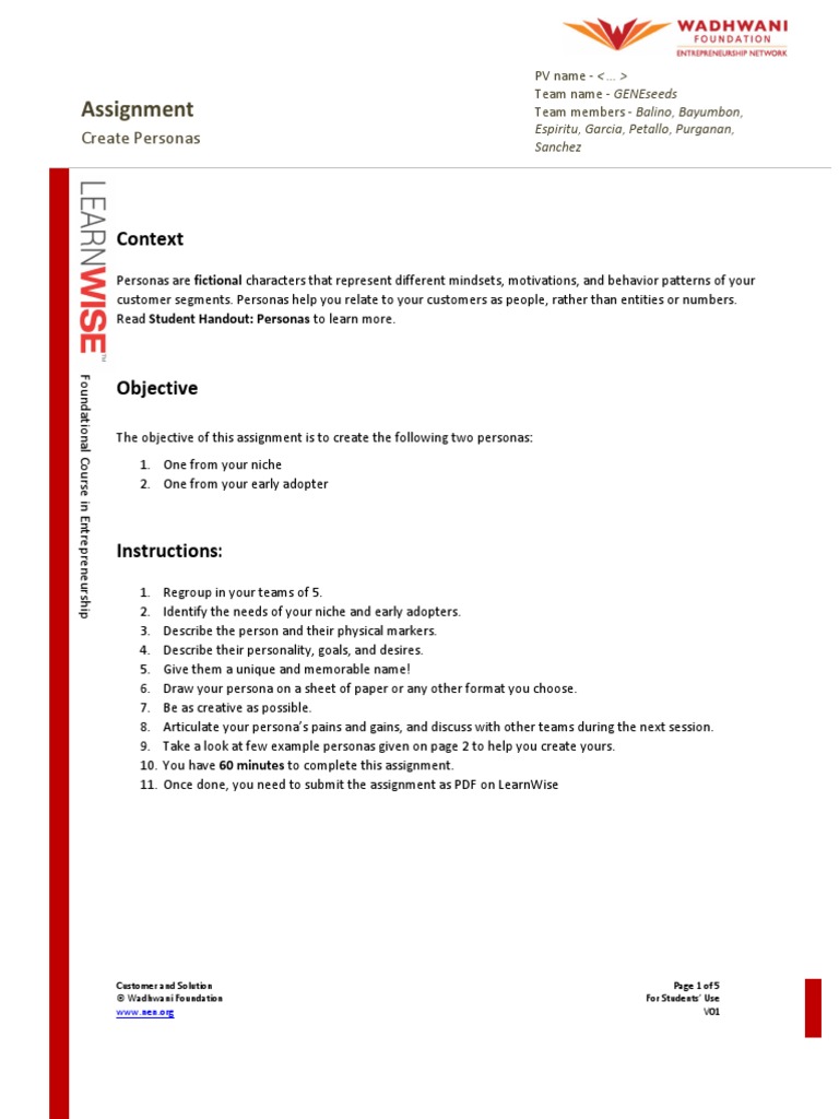 Lesson 3 Assignment Create Personas | PDF | Pedagogy | Applied Psychology