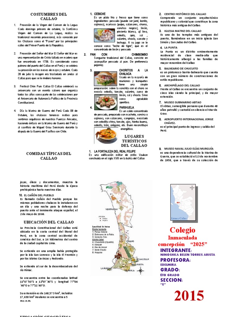 Triptico LIma - Callao | PDF | Cocina | Alimentos