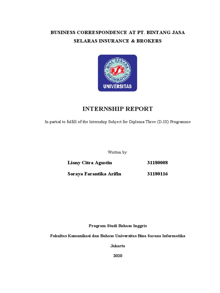 Final Internship Report of Liony Citra & Soraya Farantika Fix | PDF ...
