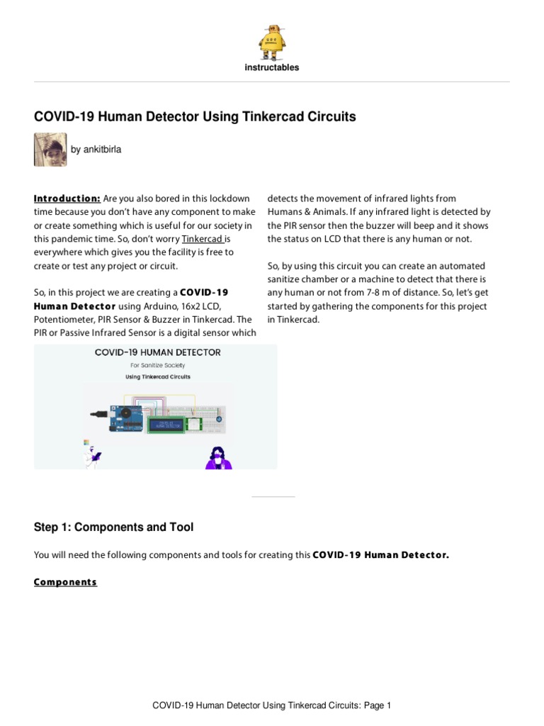 COVID 19 Human Detector Using Tinkercad Circuits | PDF