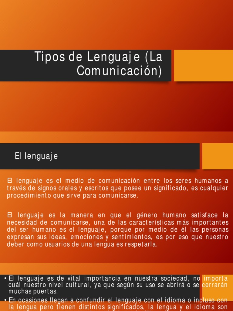 Tipos de Lenguaje (La Comunicación) | PDF | Comunicación no verbal ...