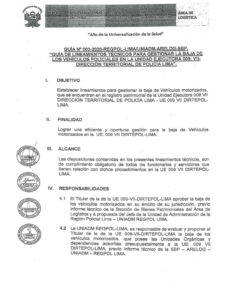 Guia Baja de Vehiculos Policiales - Anexo Nro. 02 | PDF