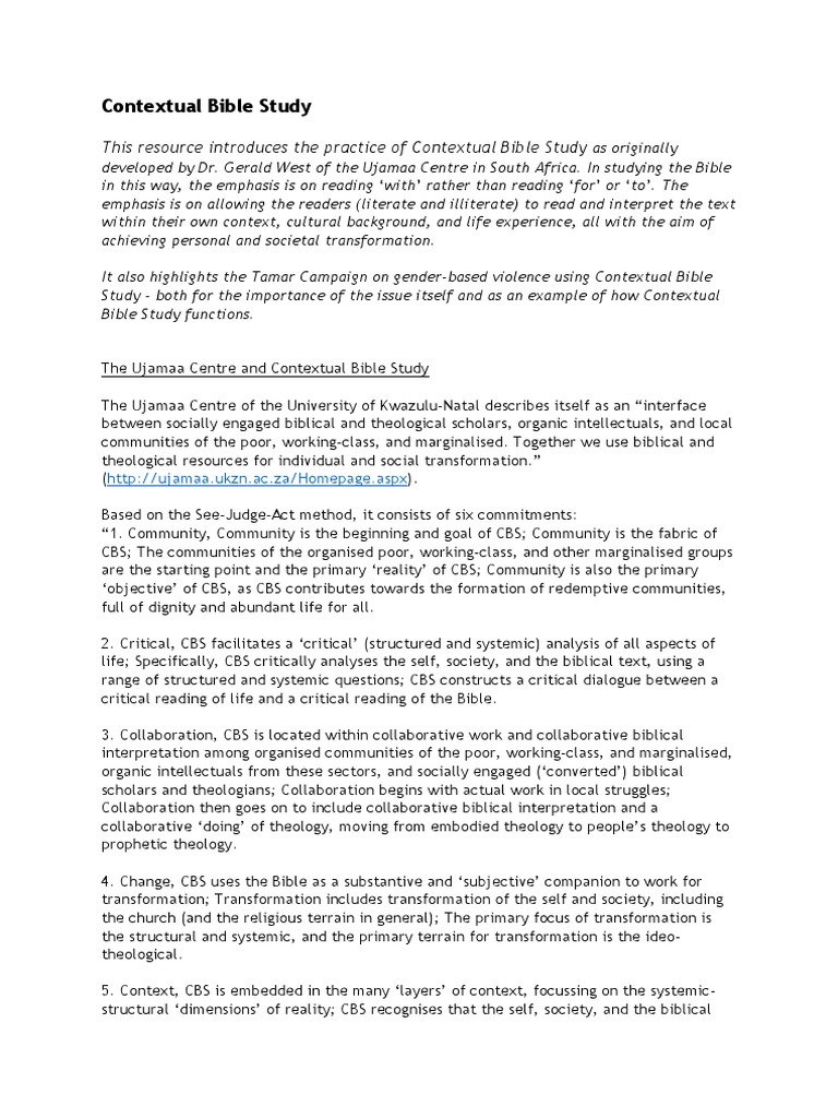 Contextual Bible Study Guide | PDF | Theology | Bible