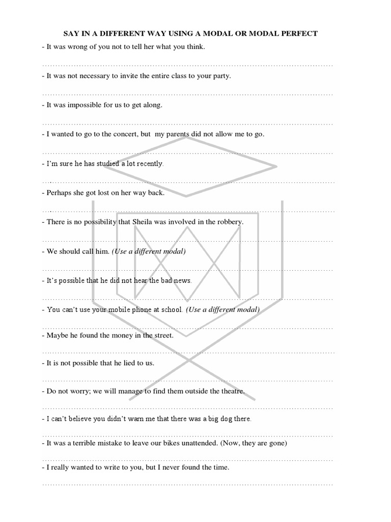 Modals and Modal Perfects Practice + KEY | PDF