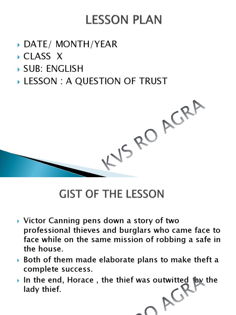 LESSON PLAN - Question of Trust | PDF