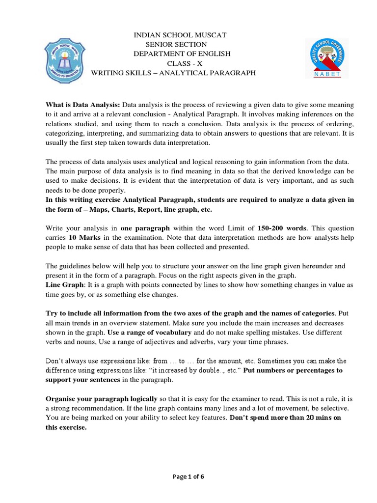 Class X - English - Analytical Paragraph - 2020-21 | PDF | Pie Chart ...