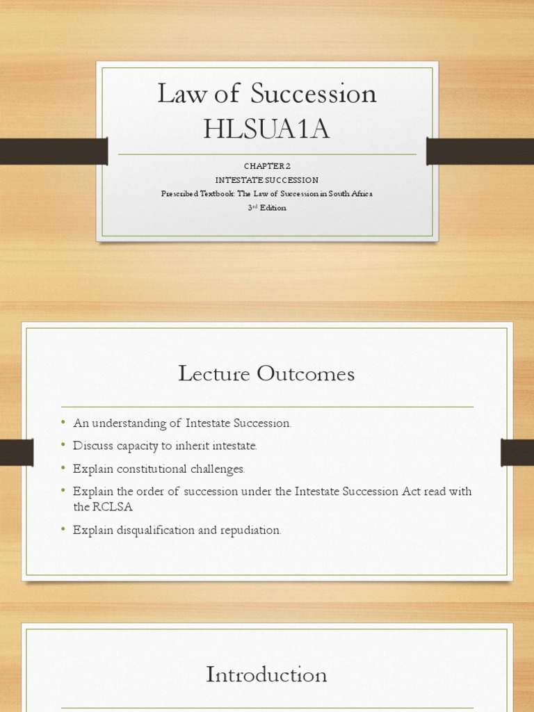 Law of Succession - Chapter 2 | PDF | Intestacy | Inheritance