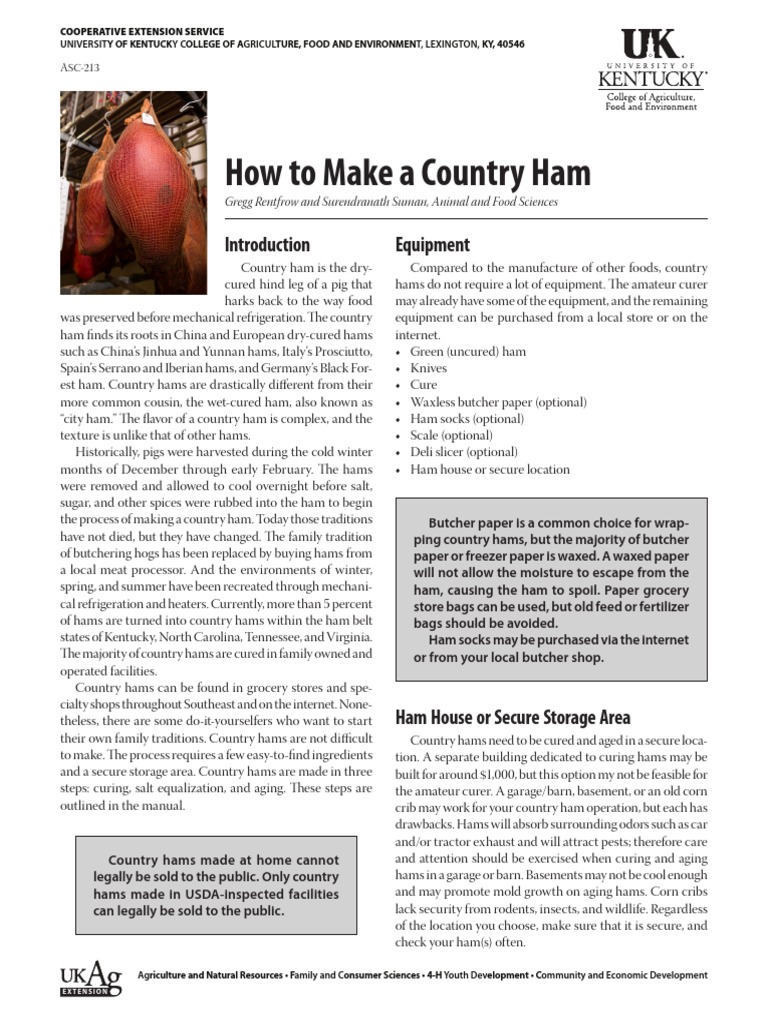 ASC-213 - How To Make A Country Ham | PDF | Ham | Curing (Food ...