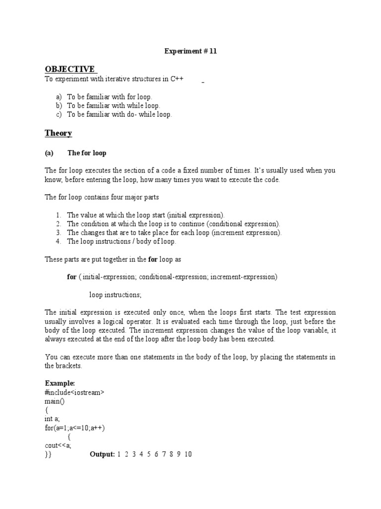 Lab 11 Loops | PDF | Control Flow | Computer Science