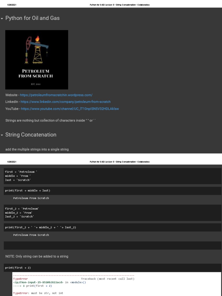 Python For Oil and Gas: Website - Linkedin - Youtube - Strings Are ...