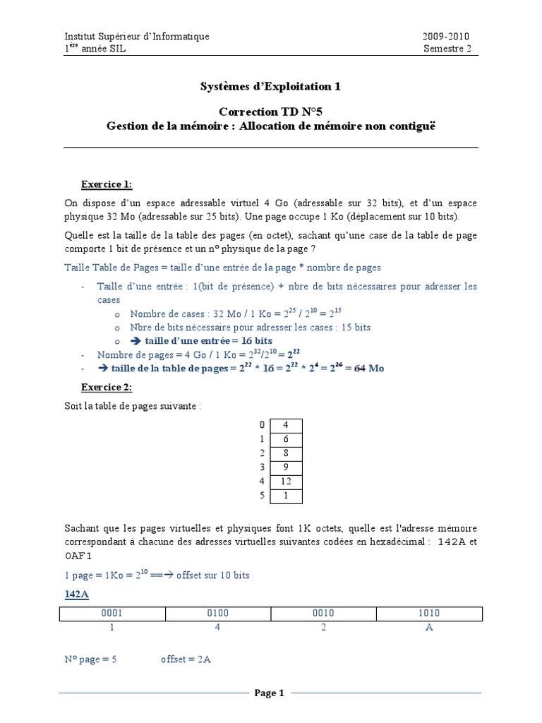 Td5 Correction Pdf Technologie De Système D Exploitation Matériel