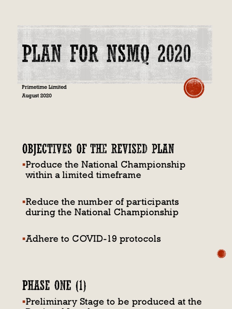 Plan For NSMQ 2020 | Download Free PDF | Sports | Leisure