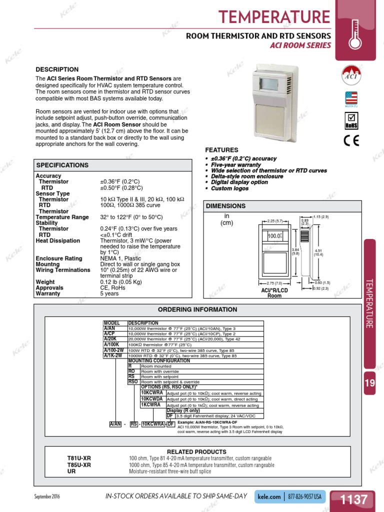 ACI Room Series Catalog Page | PDF | Temperature | Metrology