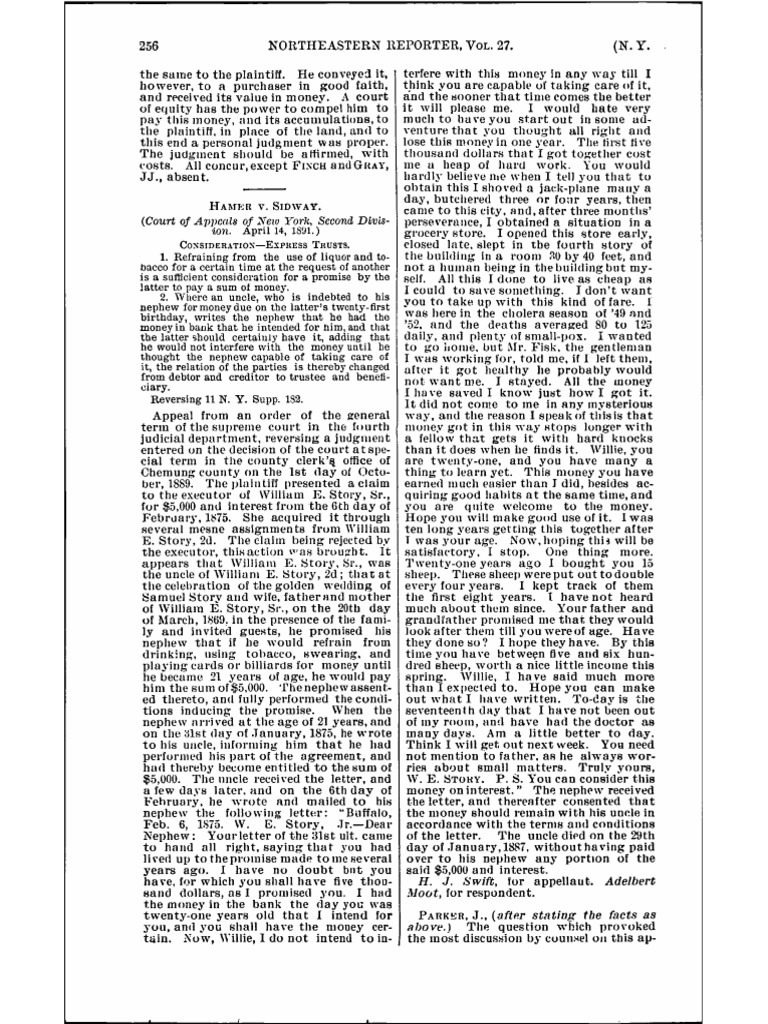 Hamer V Sidway | PDF