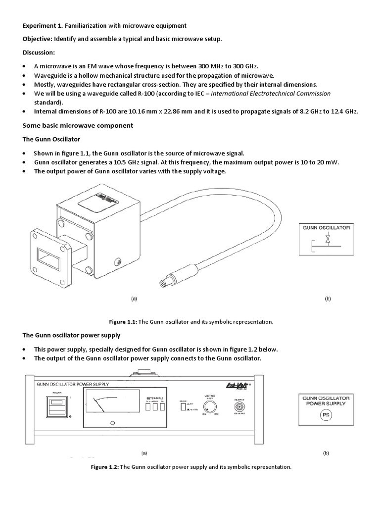 Familiarize microwave equipment setup | PDF | Microwave | Electronic ...