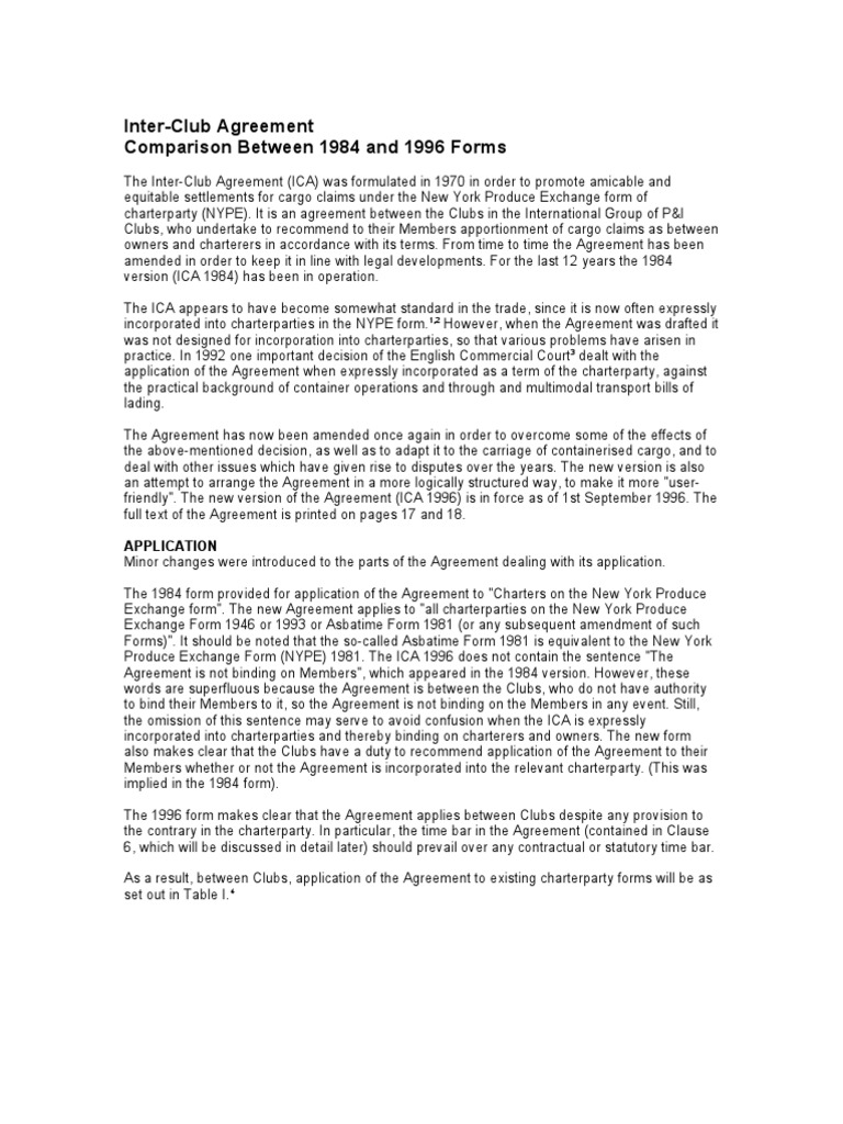 Inter-Club Agreement: 1984 vs 1996 | PDF | Bill Of Lading | Justice