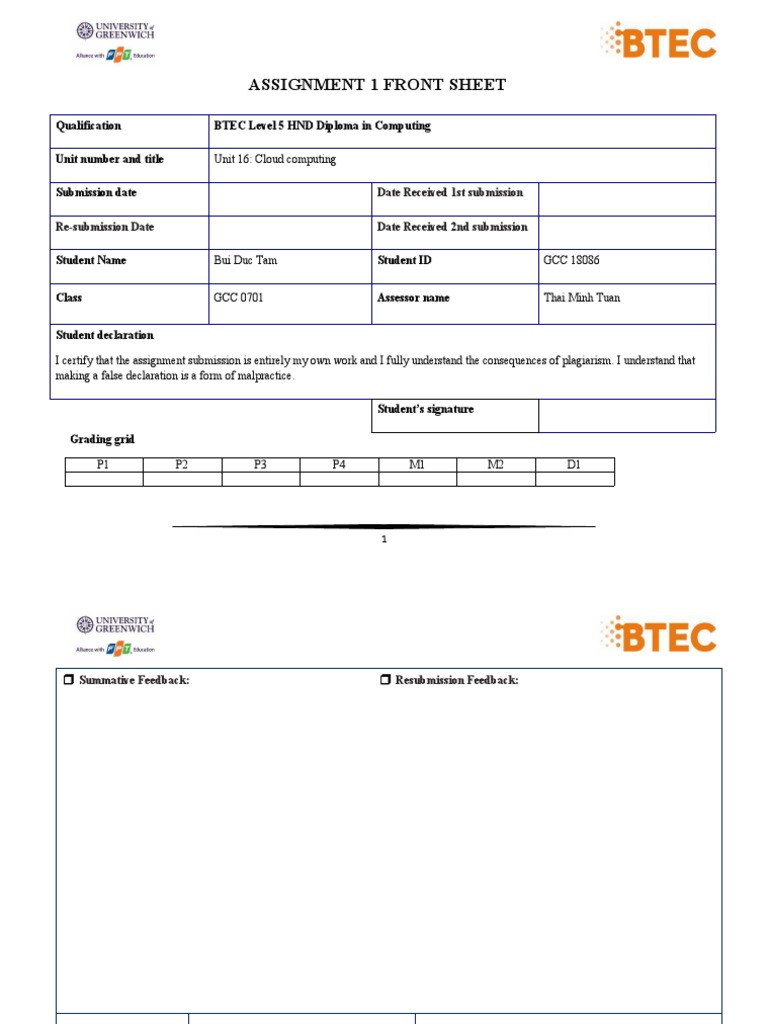 Unit 16.assignment 1 PDF | PDF | Platform As A Service | Cloud Computing