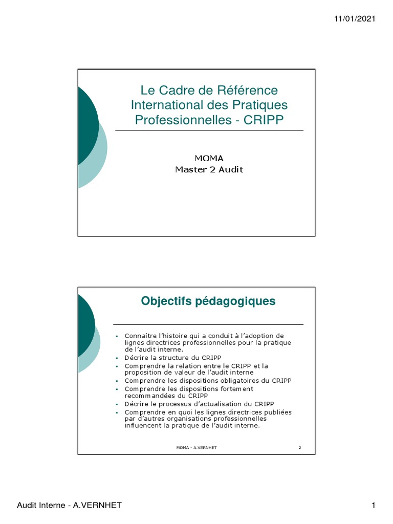 Cadre de Référence CRIPP 2024 | PDF | Audit interne | Conflit d'intérêt