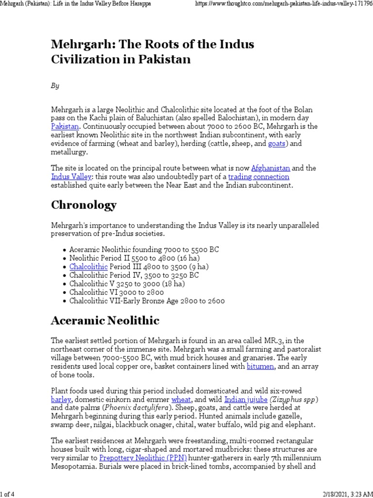 Mehrgarh, Pakistan and Life in The Indus Valley Before Harappa ...