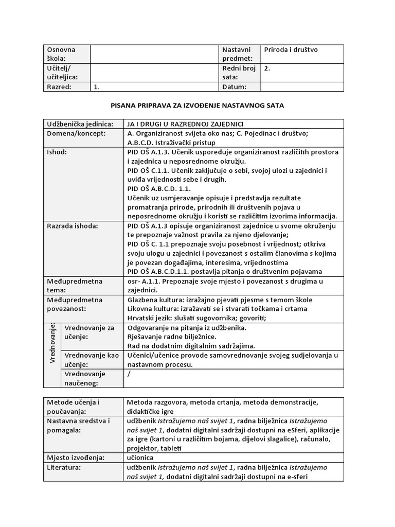 002 Ja I Drugi U Razrednoj Zajednici | PDF