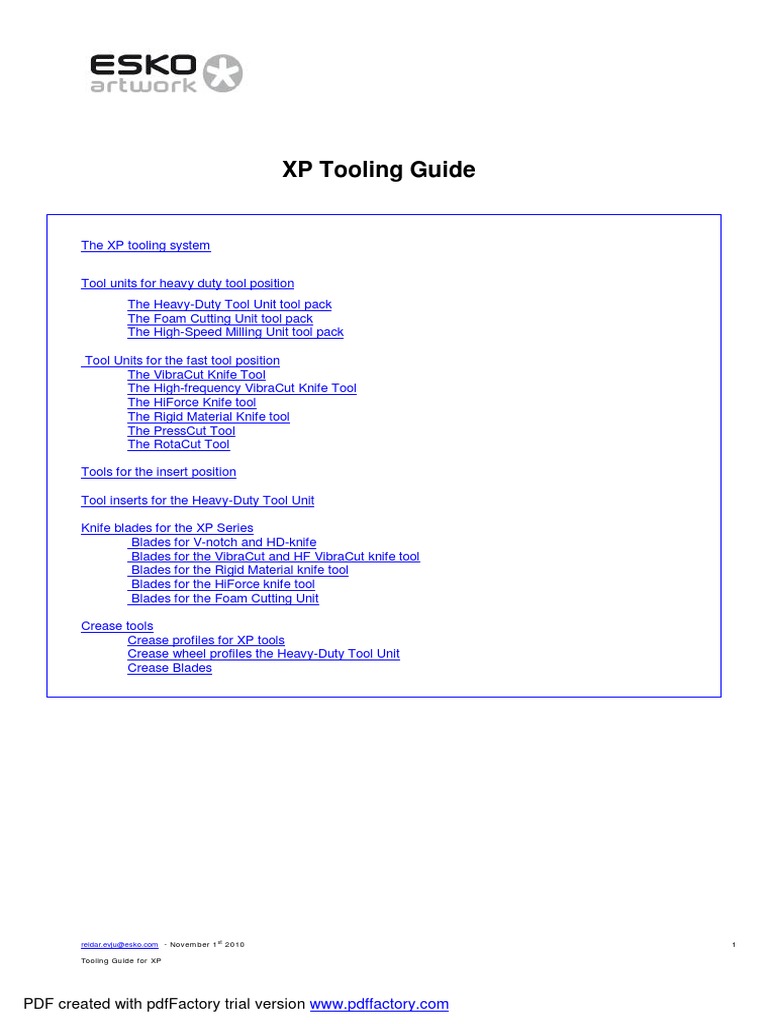 XP Tooling Guide: PDF Created With Pdffactory Trial Version | PDF | Blade | Knife