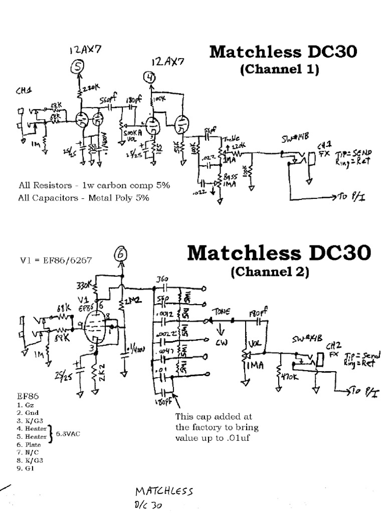 Matchless DC30 Old Schematic | PDF
