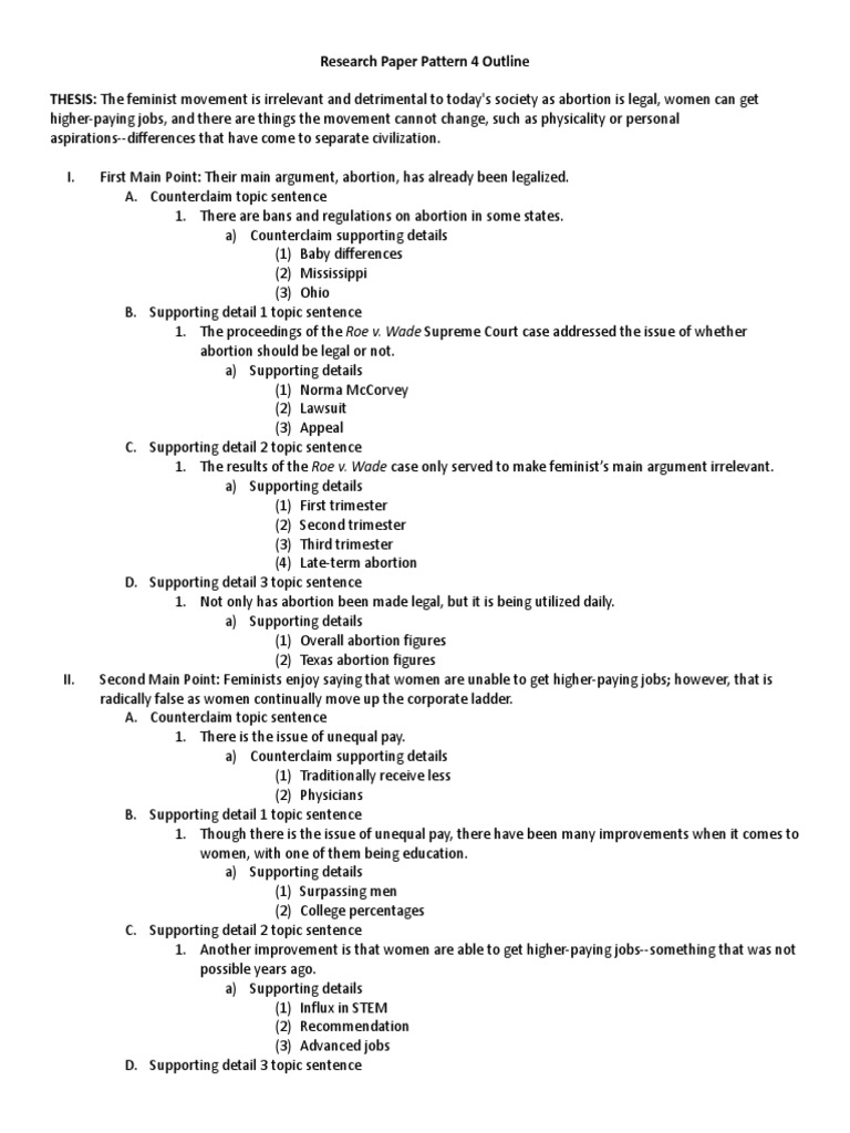 Research Paper Pattern 4 Outline-Allison Haley | PDF | Roe V. Wade ...