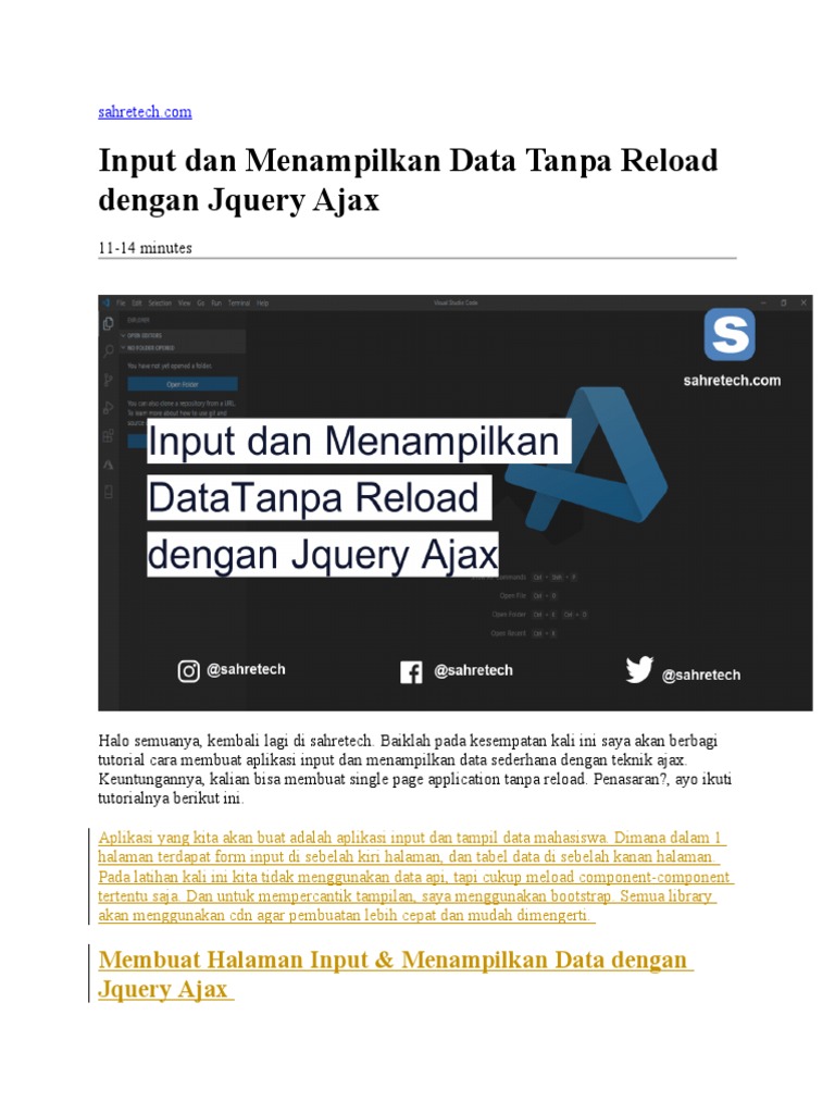 Input Dan Menampilkan Data Tanpa Reload Dengan Jquery Ajax | PDF