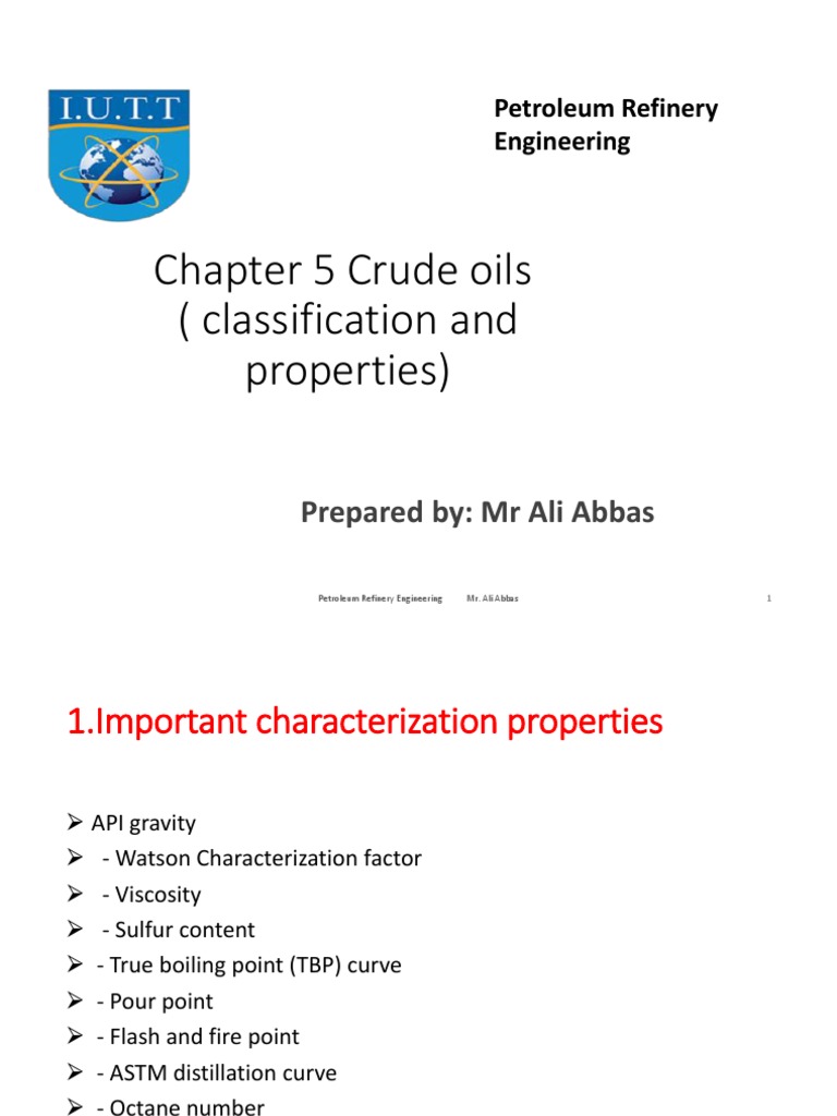 Chapter 5 Crude Oils (Classification and Properties) | PDF | Oil ...