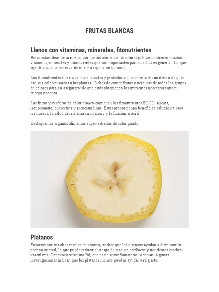 Frutas Blancas | PDF | Alimentos | Vitamina