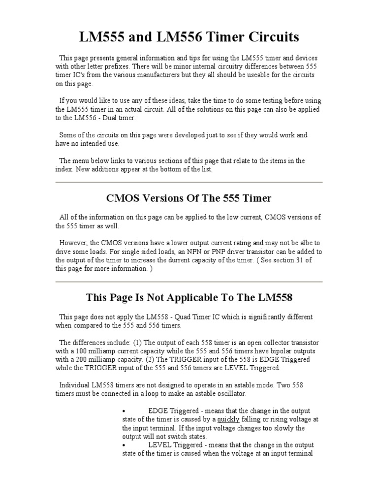 LM555 and LM556 Timer Circuits | PDF | Electronic Circuits | Capacitor