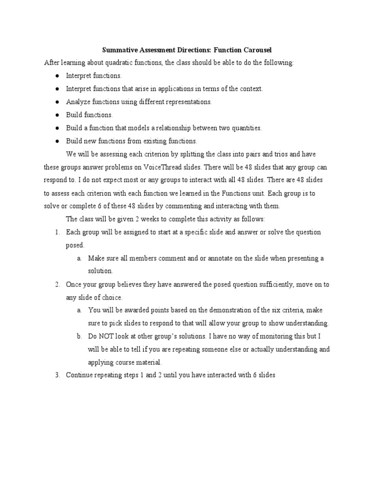 Summative Assessment Directions | PDF
