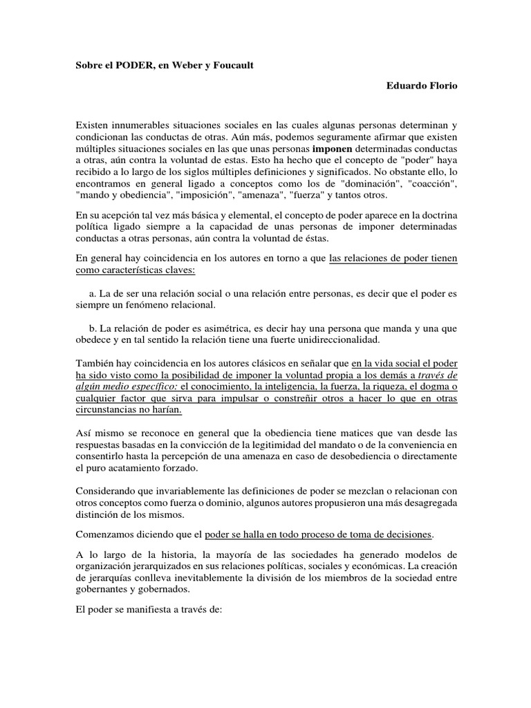 E. Florio, Sobre El Poder | PDF | Estado (política) | Michel Foucault