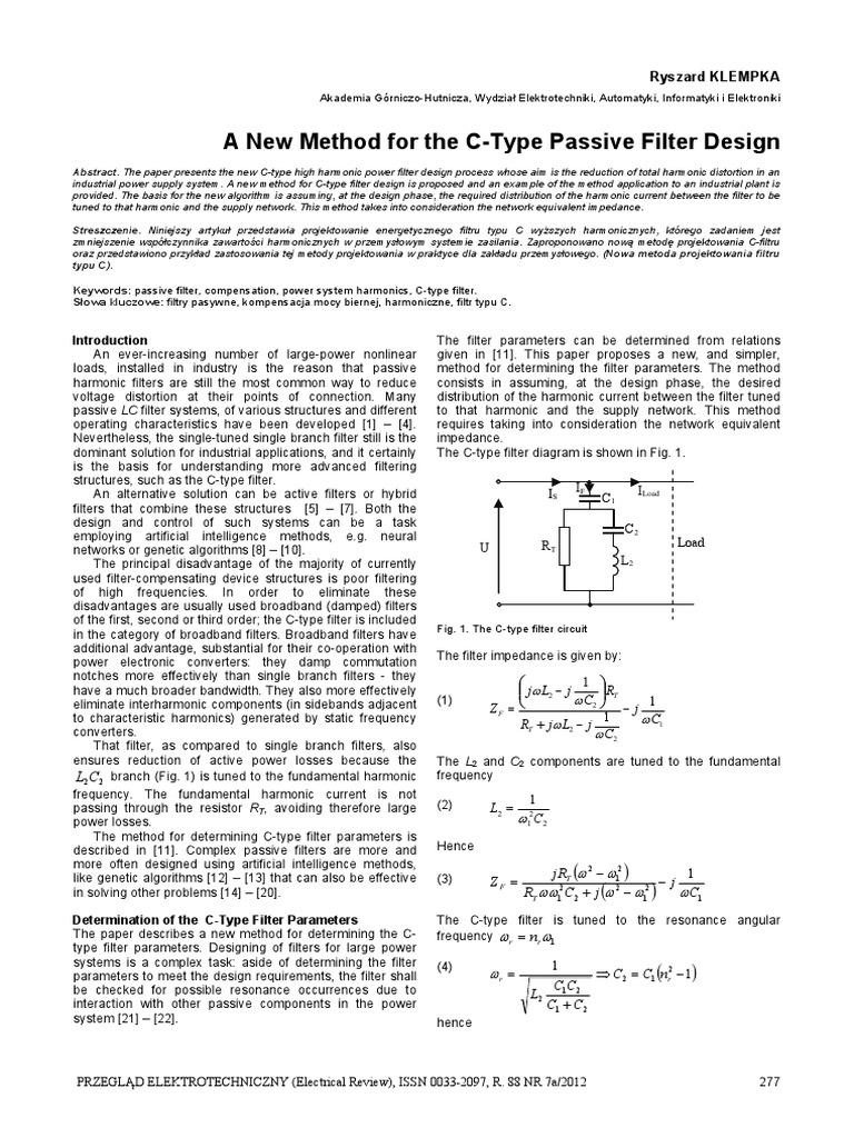 C-Type Filter Design for Harmonic Mitigation | PDF | Electronic Filter ...