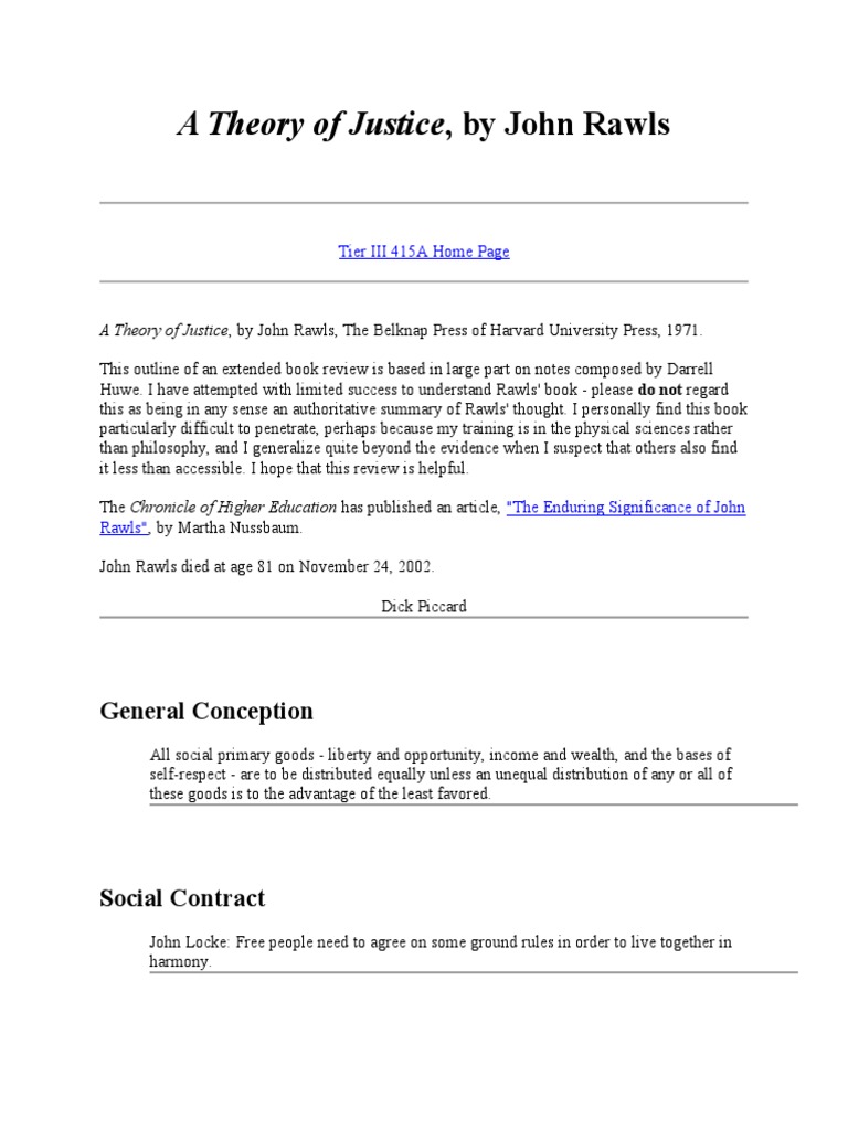 A Theory of Justice | PDF | Crime & Violence | Justice