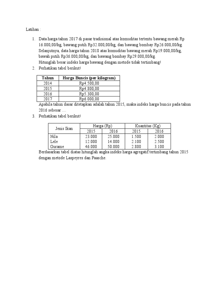 Indeks Harga Metode Laspeyres dan Paasche | PDF