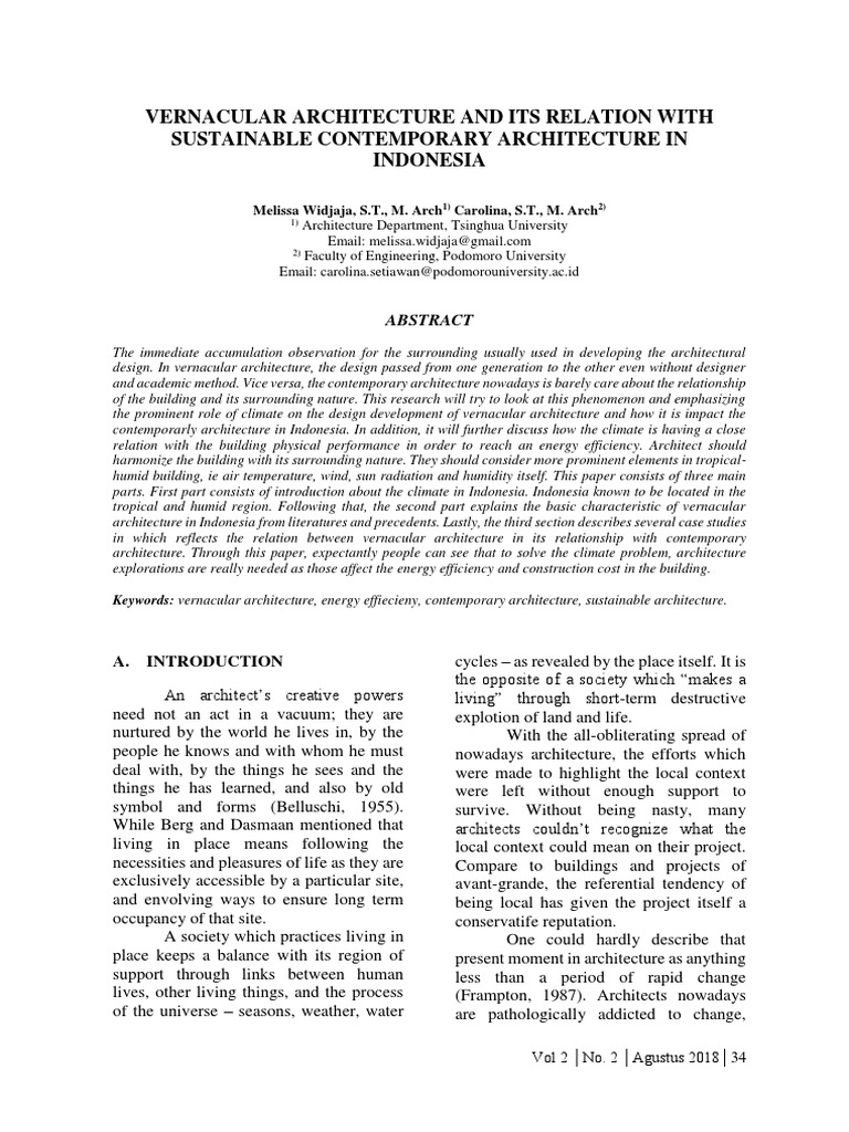 Vernacular Architecture and Its Relation With Sustainable Contemporary ...