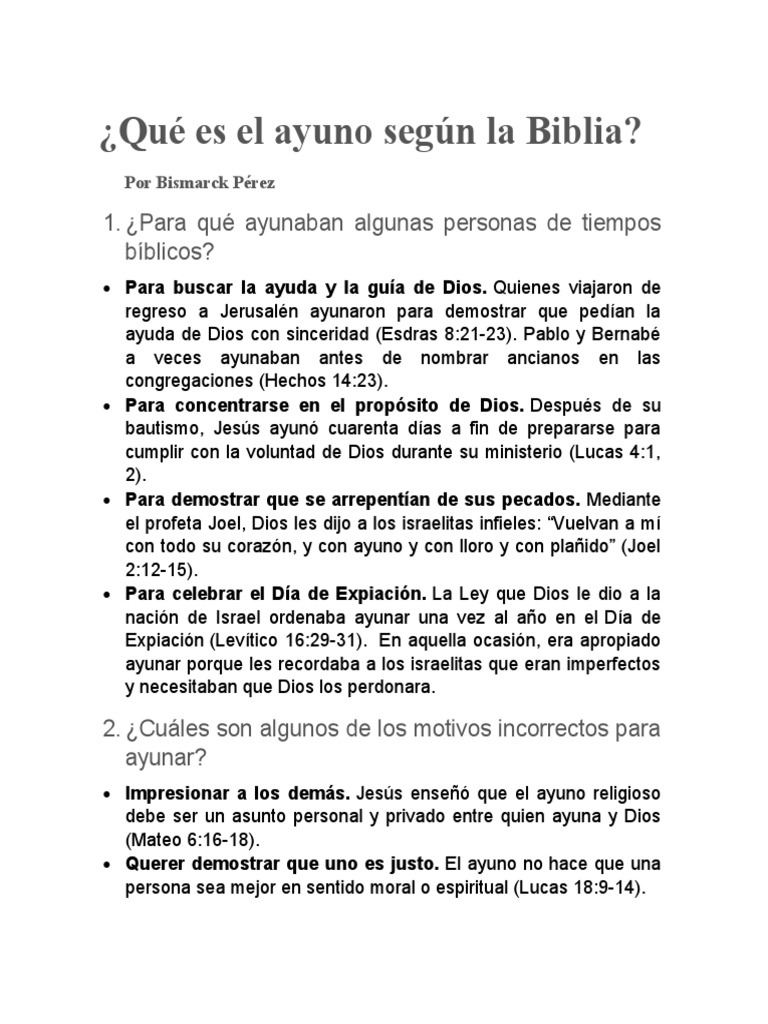 El Ayuno Según la Biblia: Significado y Práctica | PDF | Rápido | Biblia
