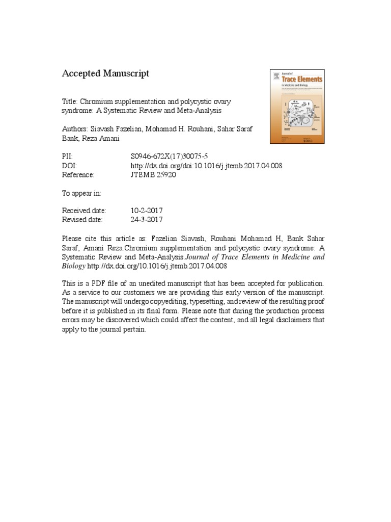 Accepted Manuscript: Biology | PDF | Polycystic Ovary Syndrome ...