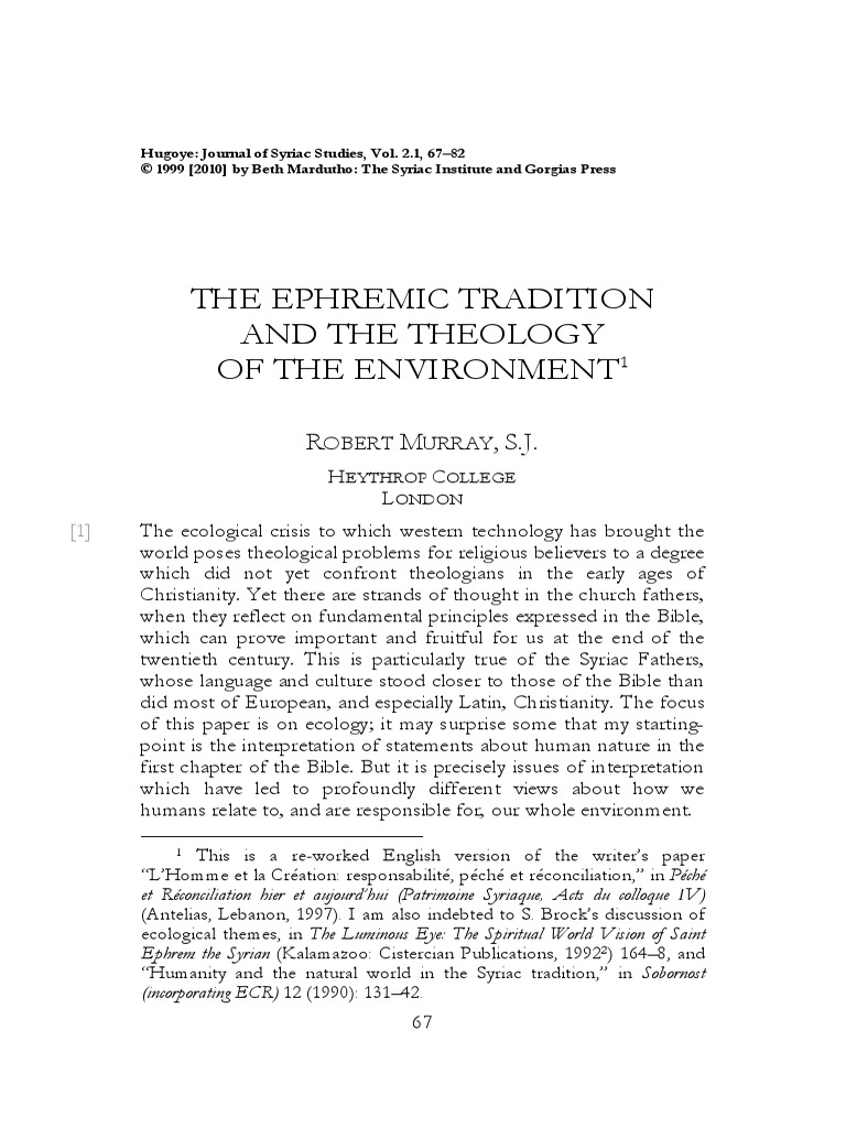 St. Ephrem On Environment | PDF | Genesis Creation Narrative | Book Of Genesis
