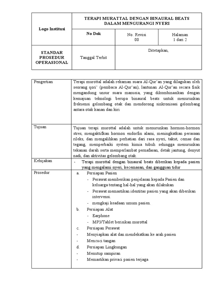 Contoh SOP Murotal | PDF