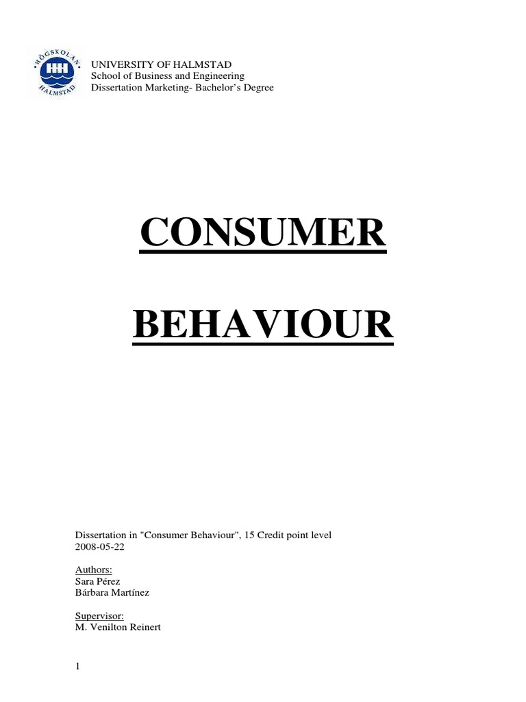 Consumer Behaviour: University of Halmstad School of Business and Engineering Dissertation ...