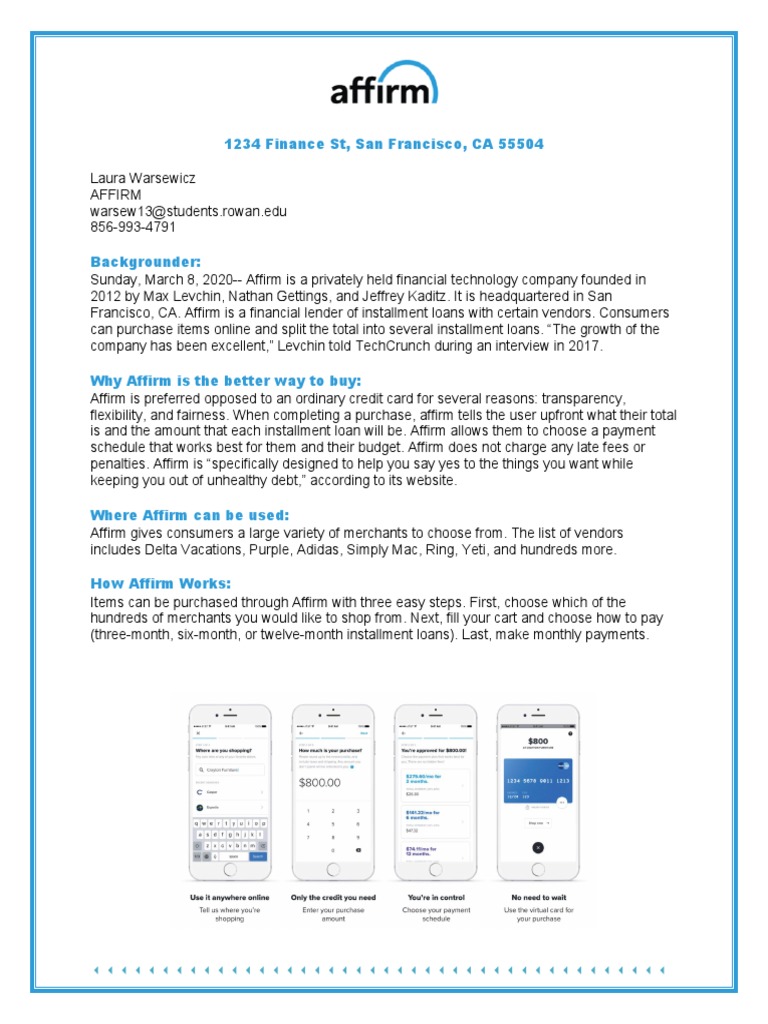 Affirm Media Kit 03102020 1 | PDF | Credit Card | Loans