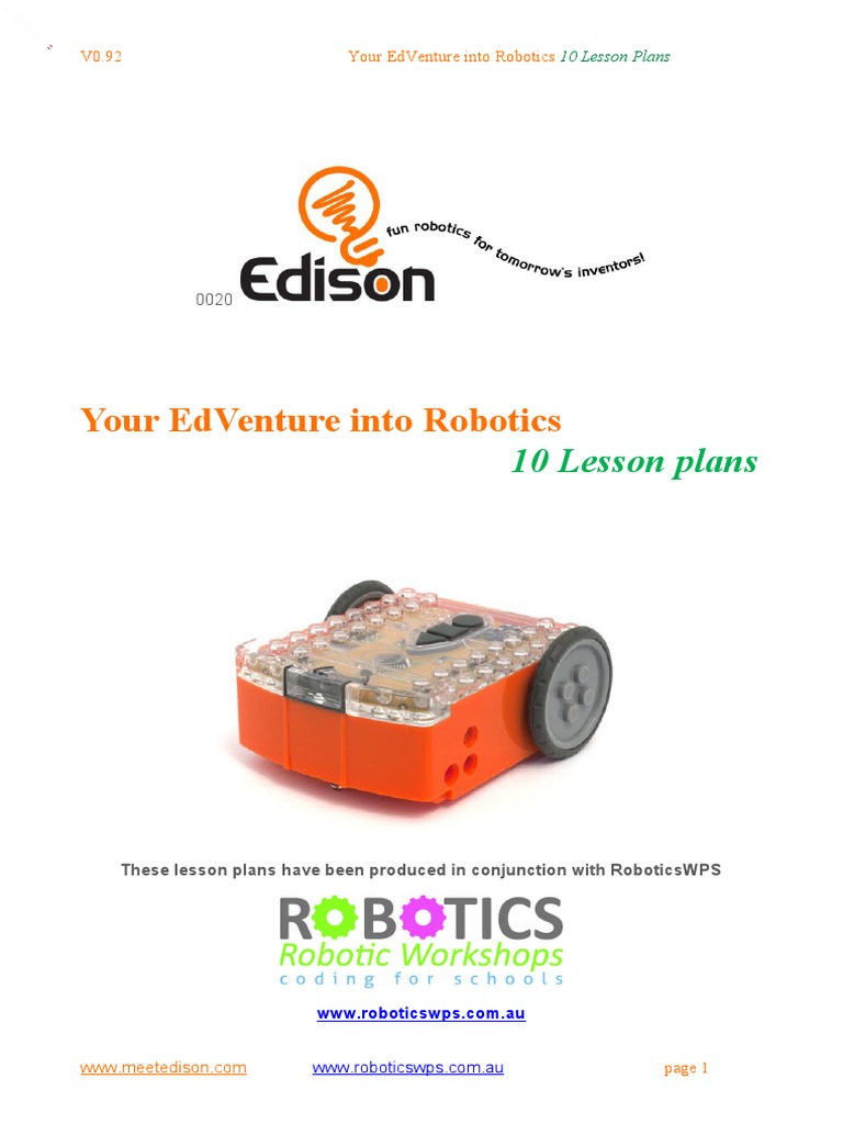 Edison Robot Worksheet | PDF | Infrared | Robot