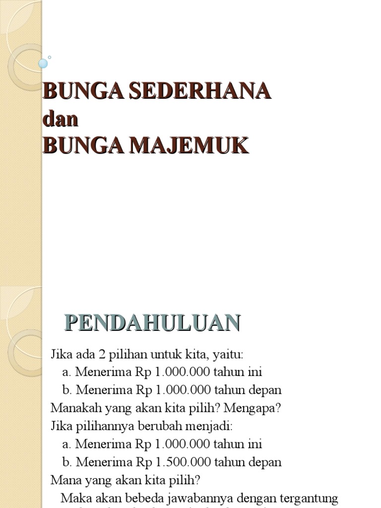 Bunga Sederhana Dan Bunga Majemuk | PDF | Pengelolaan Keuangan & Uang
