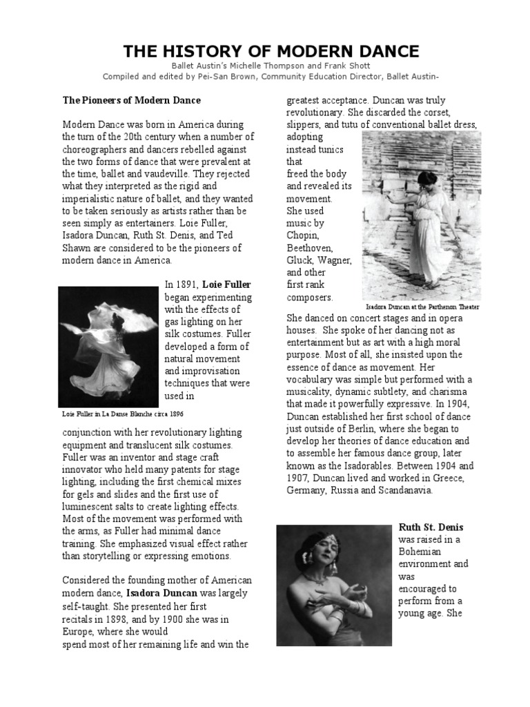 The Pioneers of Modern Dance | PDF | Dances | Ballet