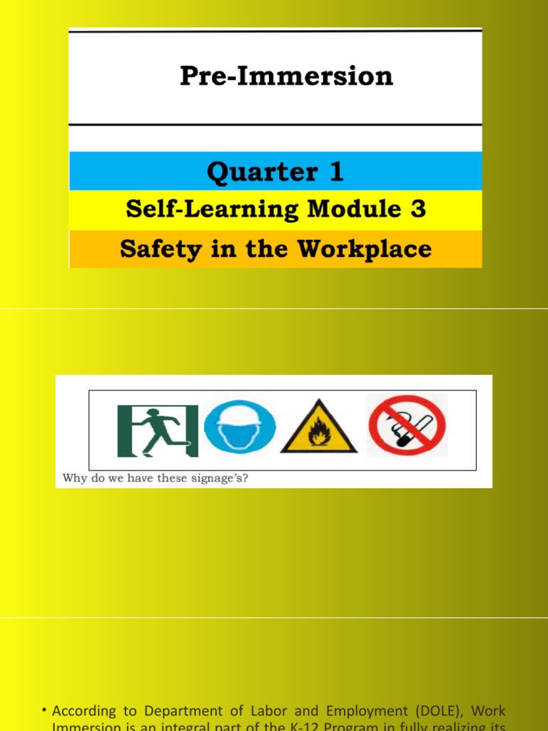 Workplace Safety in Work Immersion | PDF | Personal Protective ...