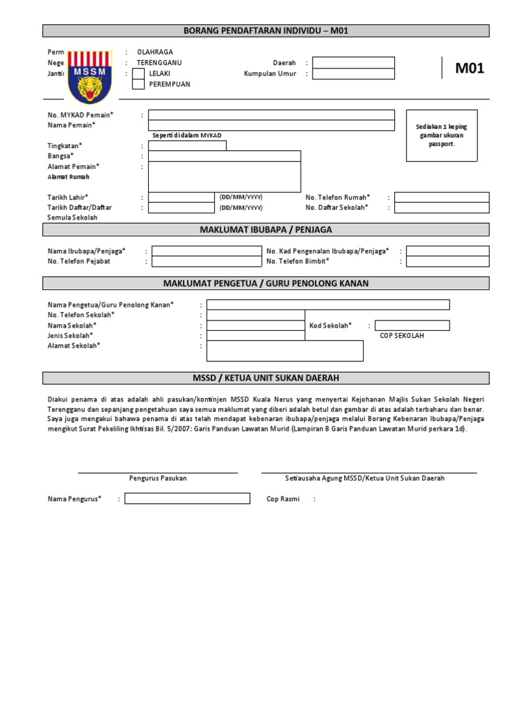 Borang M01 | PDF