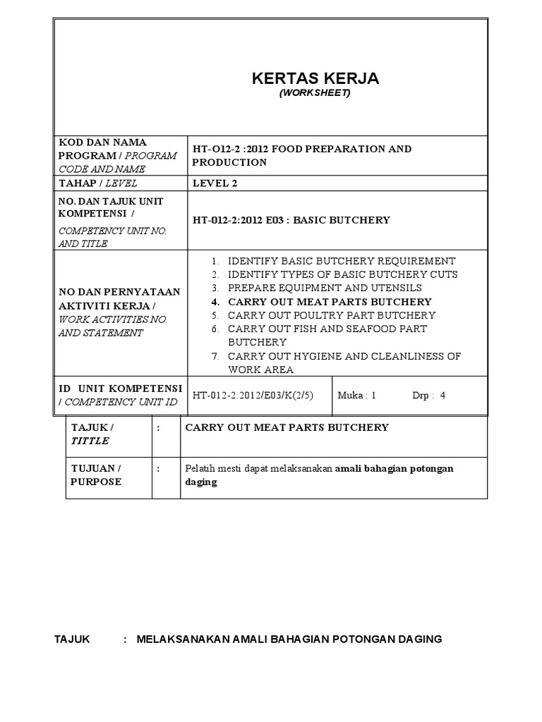 KERTAS KERJA Meat | PDF